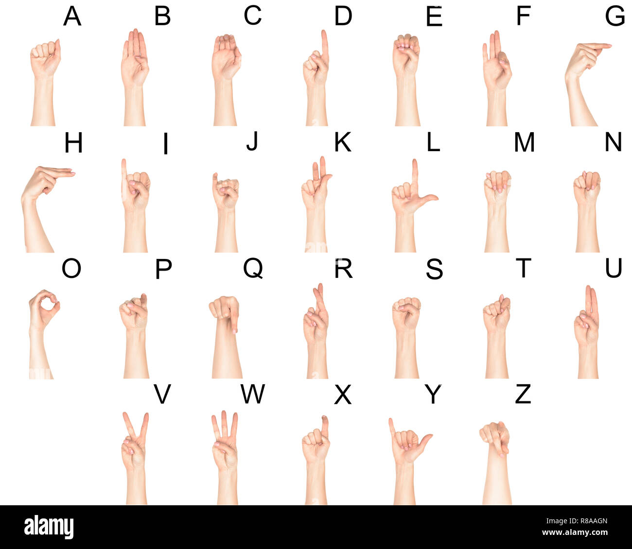 Deaf dumb sign language alphabet Banque de photographies et d’images à ...