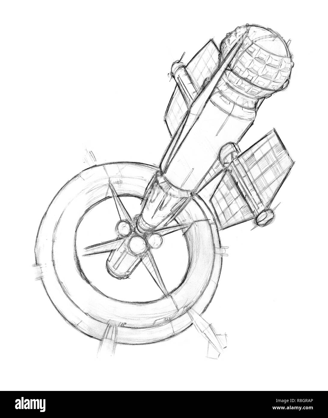 Concept Art crayon dessin de Spacestation futuriste ou une station ...
