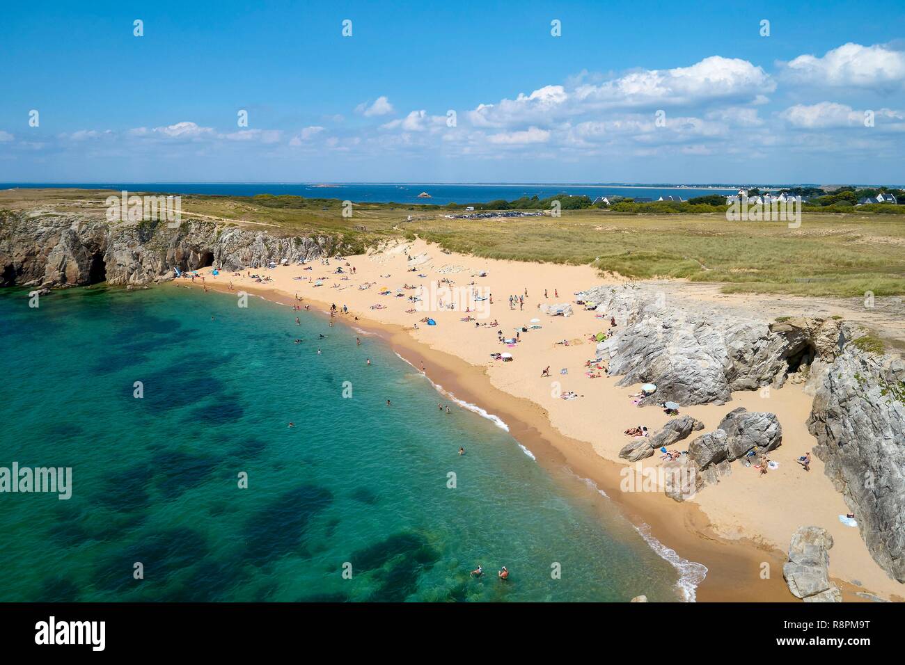 France, Morbihan, presqu'île de Quiberon (Morbihan), la côte sauvage ...