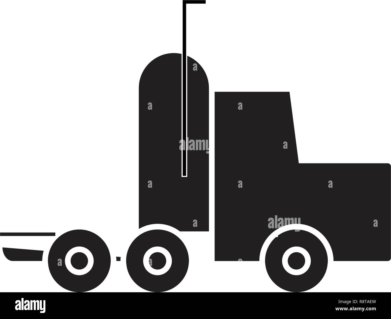 Noir semi truck concept vecteur icône. Semi truck télévision ...