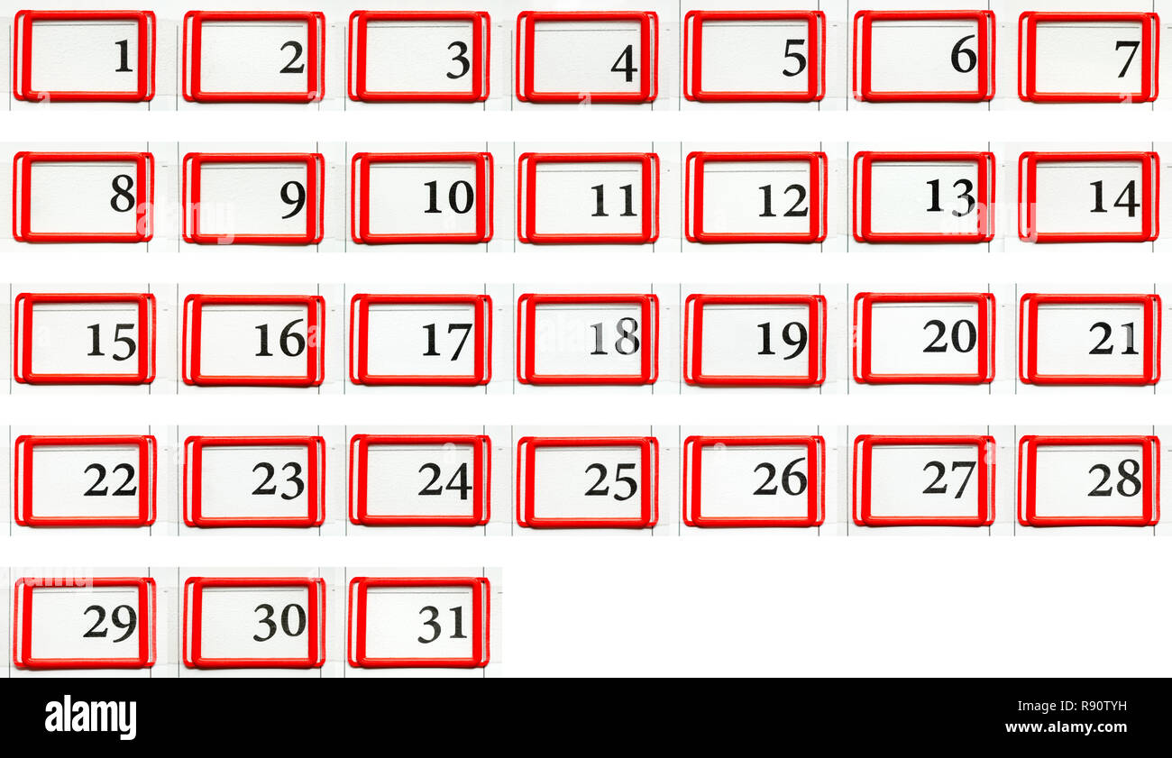 Calendrier des dates de l'année Banque de photographies et d’images à ...
