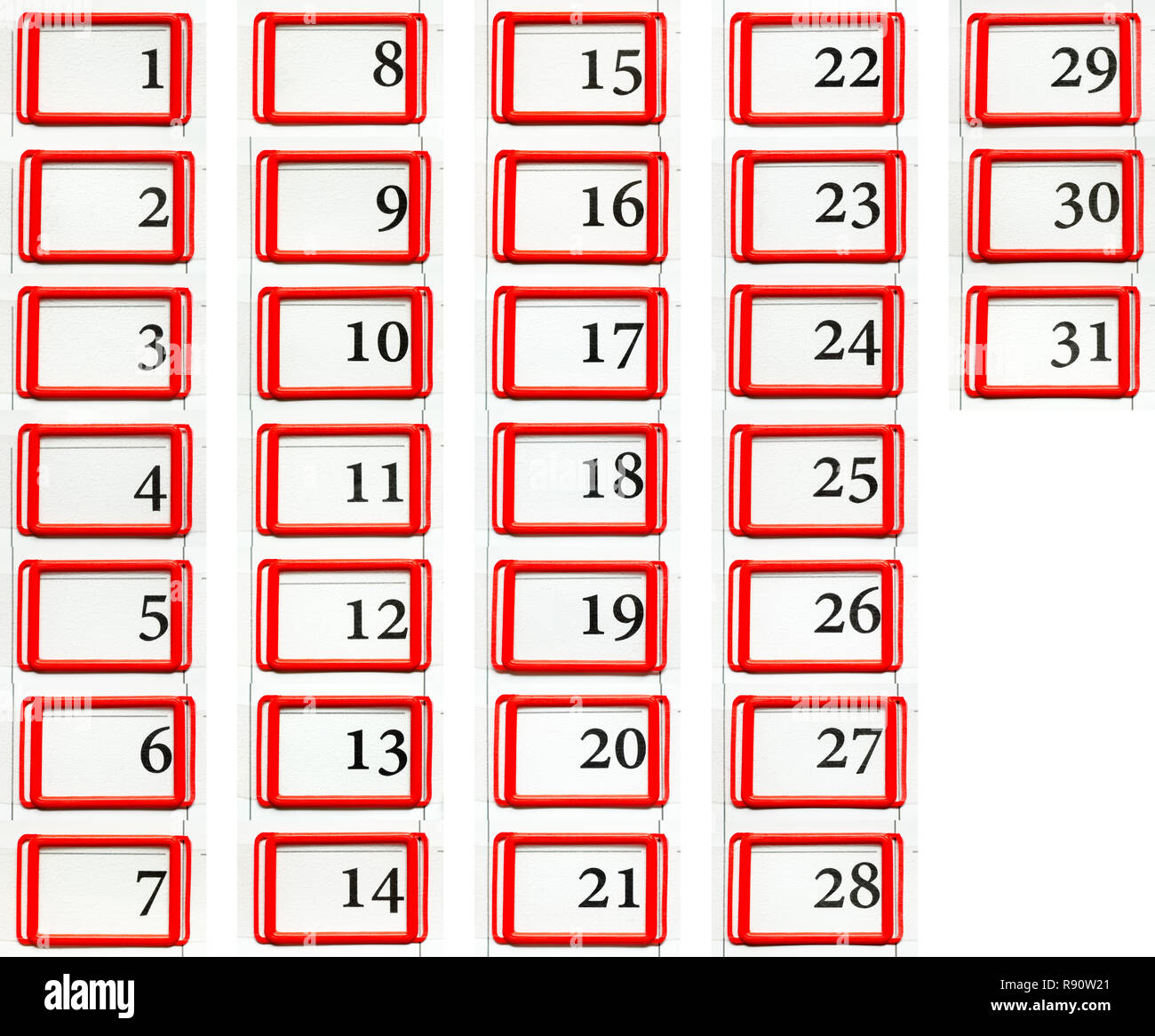 Calendrier des dates de l'année Banque de photographies et d’images à ...