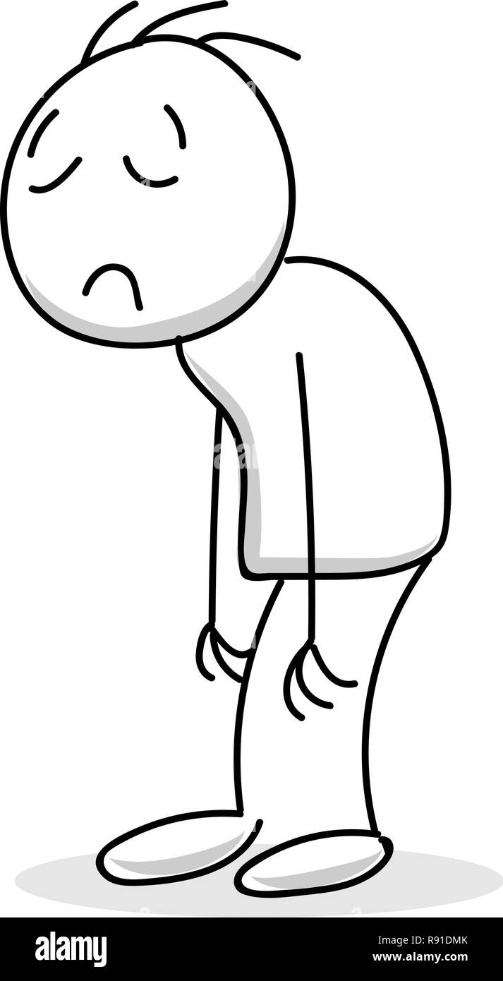 Triste et fatigué stick man dimensions Image Vectorielle Stock - Alamy