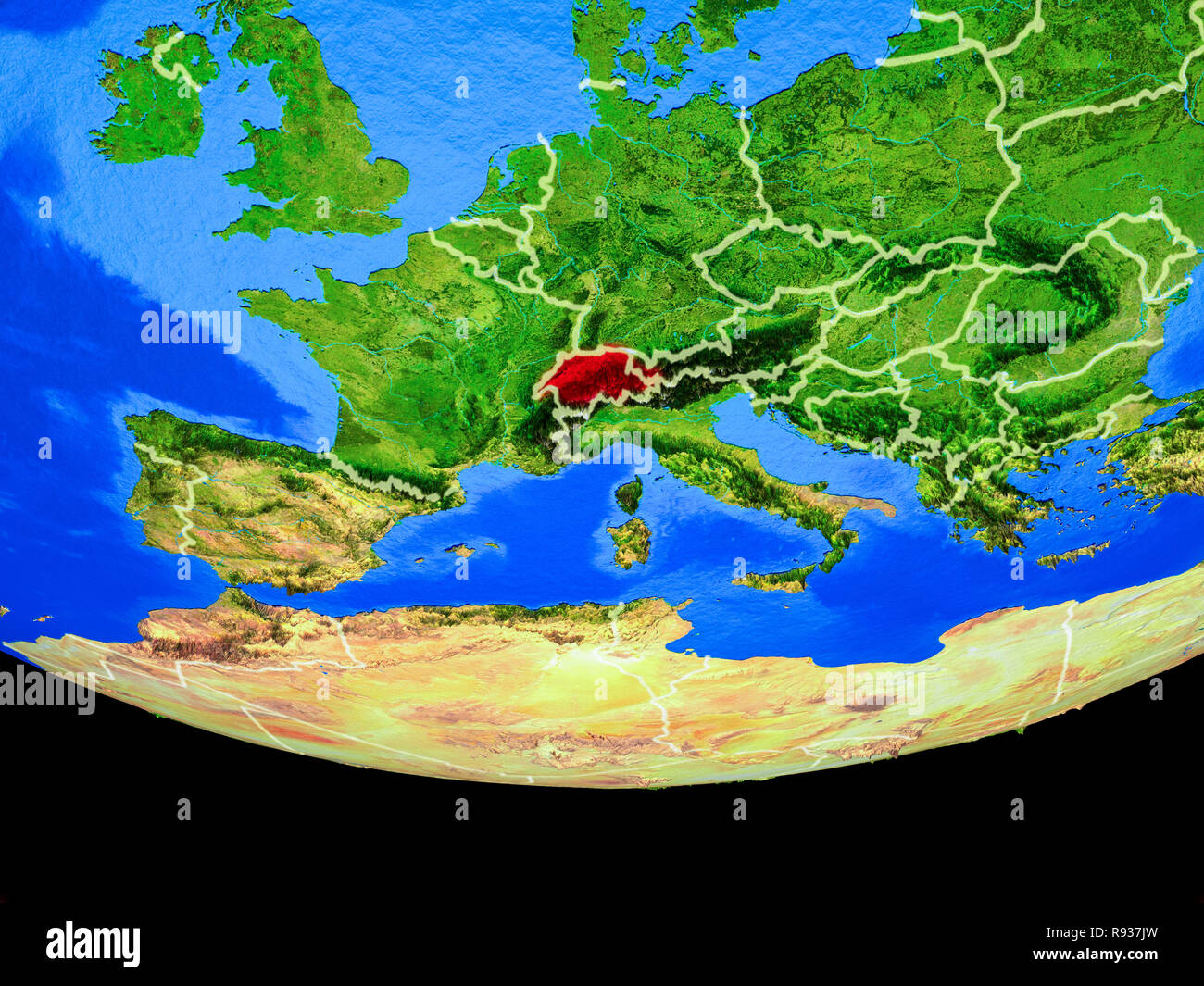 La Suisse à partir de l'espace sur le modèle de la planète Terre avec ...