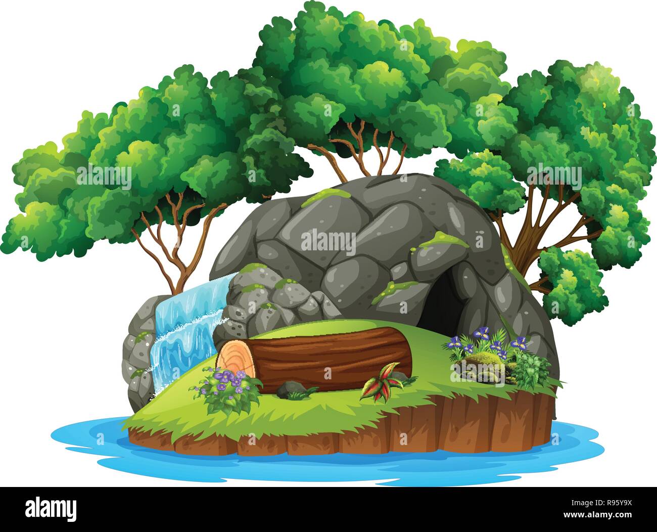 Grotte et cascade Banque d'images vectorielles - Alamy