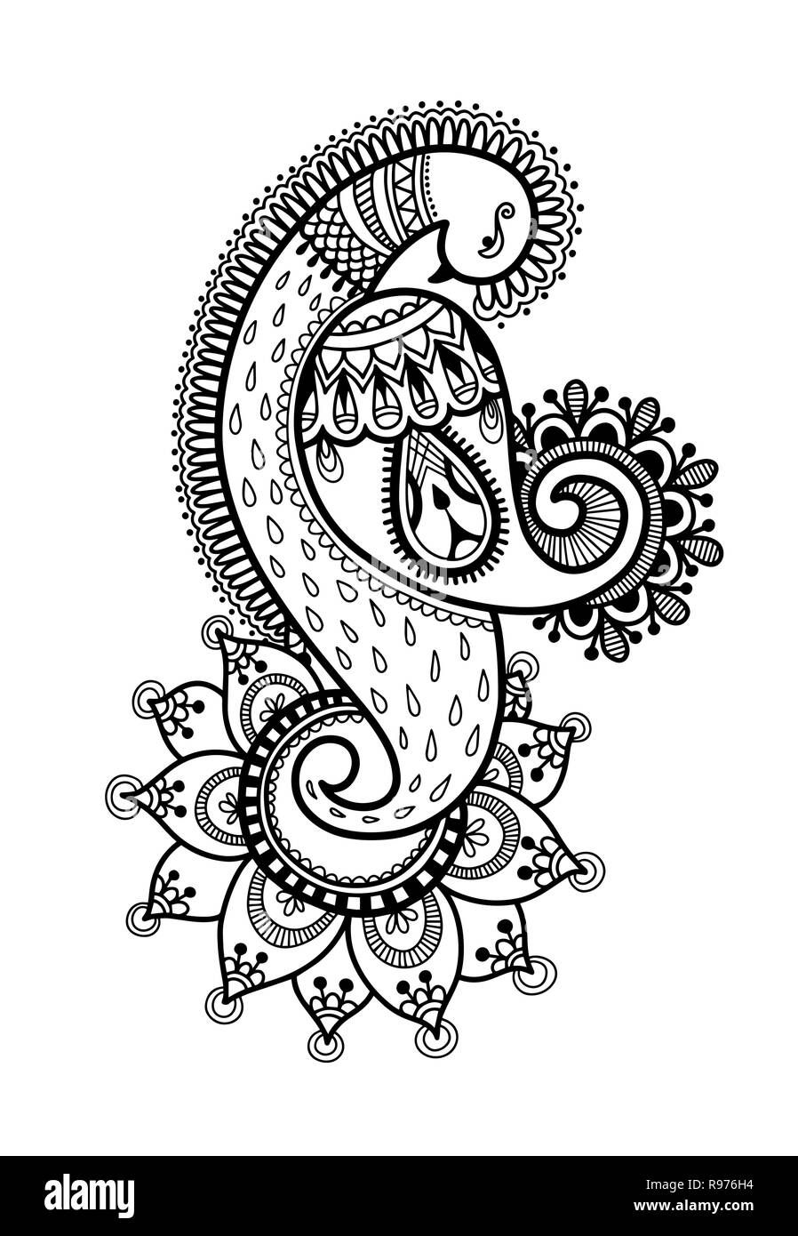 Dessin de tatouage au henné peacock pour décoration mehndi Image ... Dessin de tatouage au henné peacock pour décoration mehndi Image ...