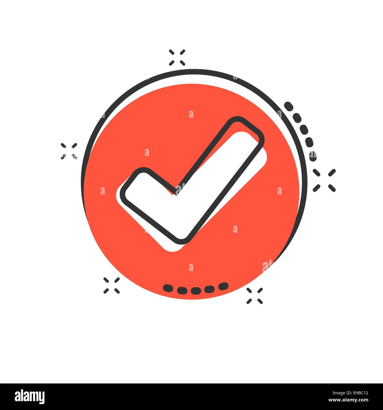 Icône de validation dans le style comique. Ok, accepter vector cartoon ...