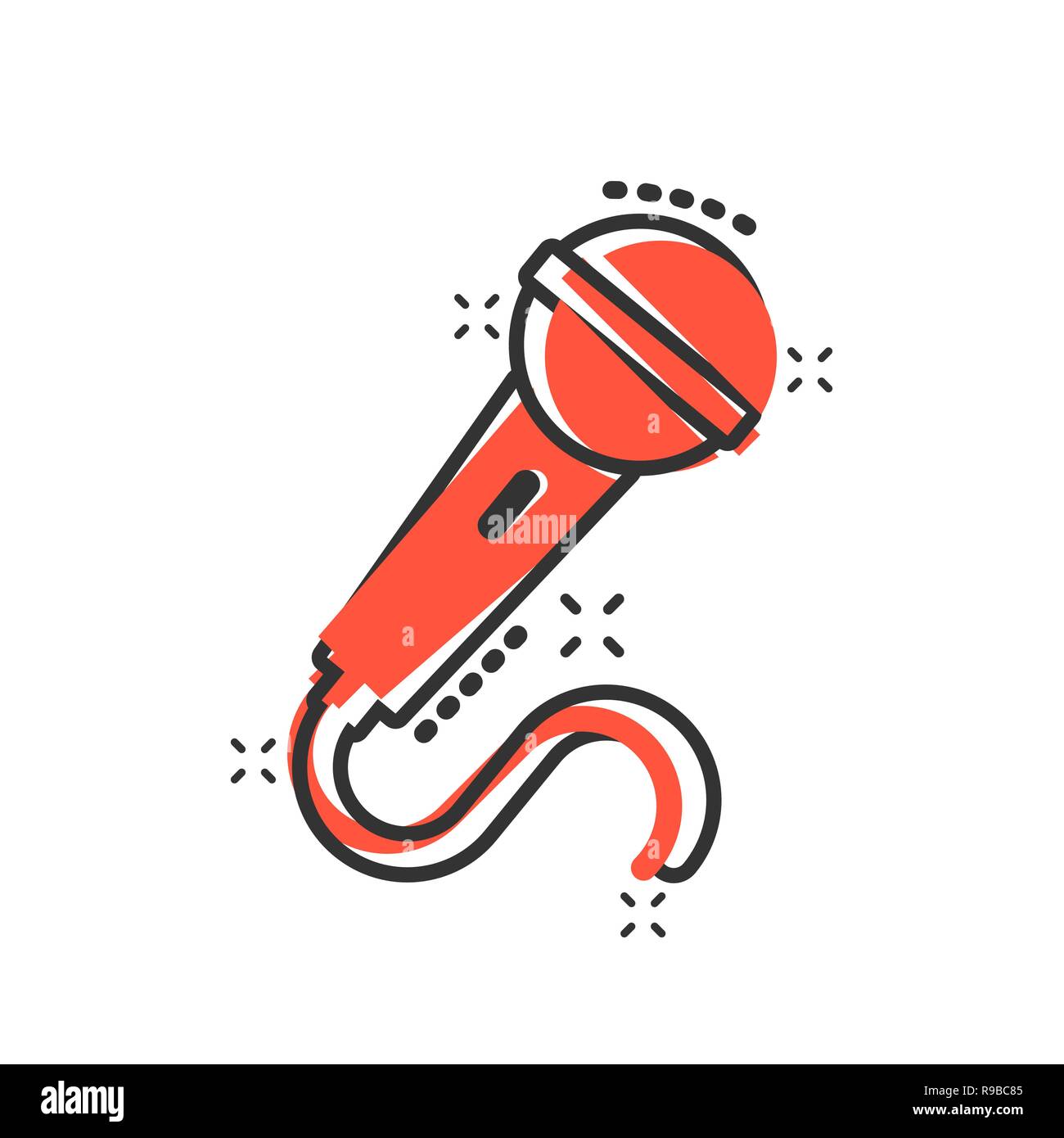 L'icône de microphone dans le style comique. Vecteur de diffusion micro ...