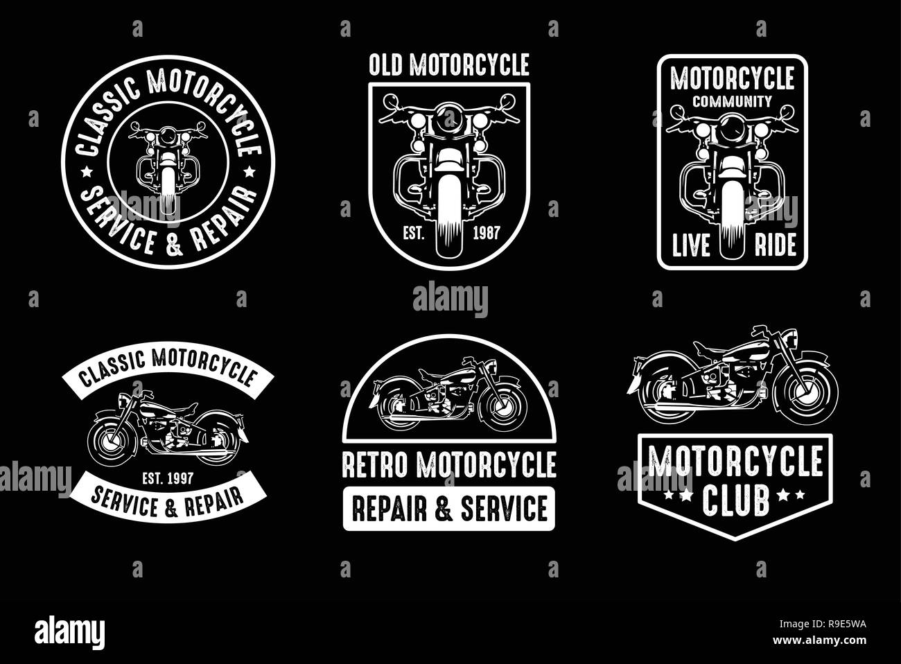 Motorcycle logo moto logo vector Banque d'images noir et blanc - Alamy