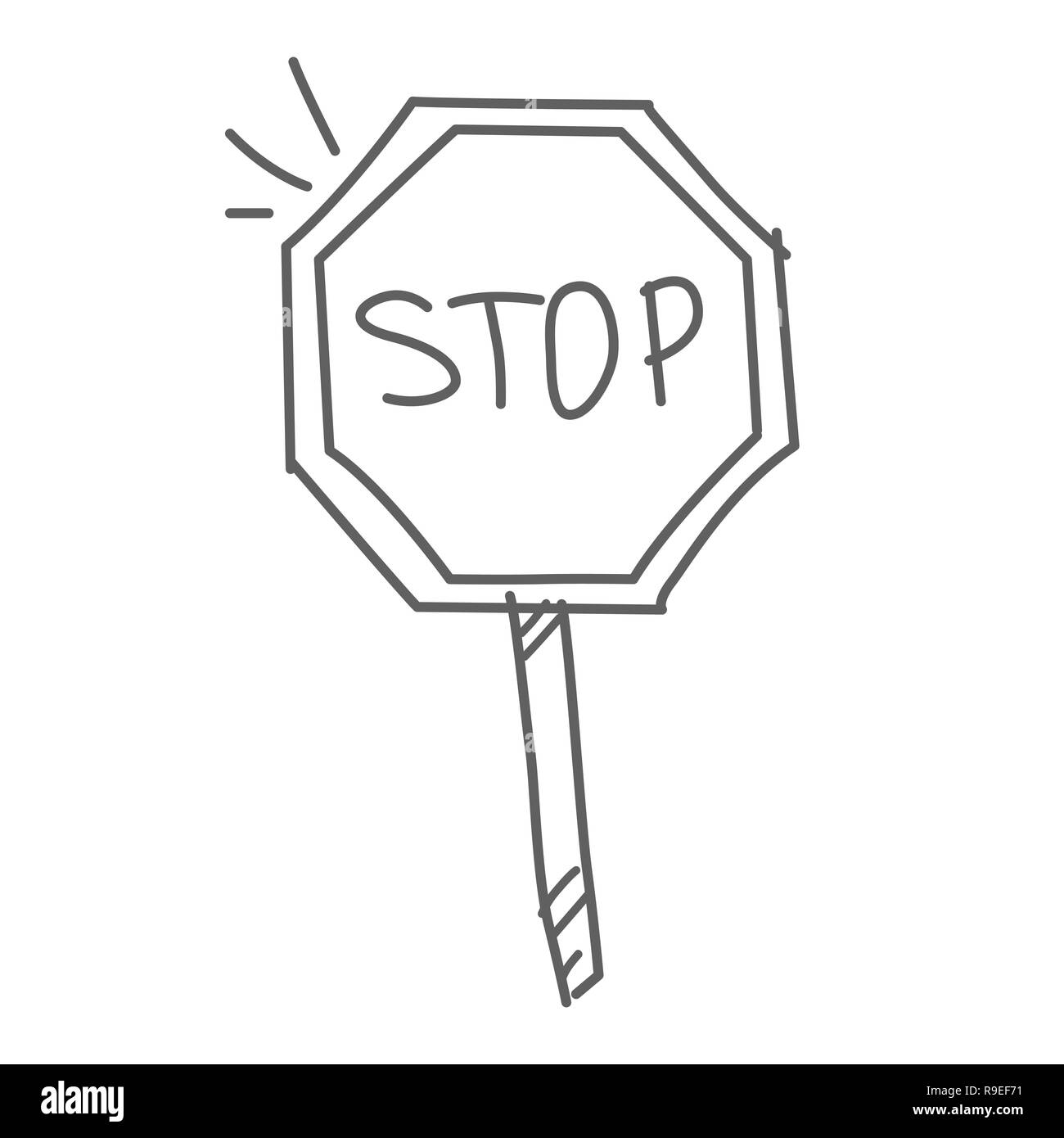 Panneau stop icône doodle. Road sign vector illustration Image ...