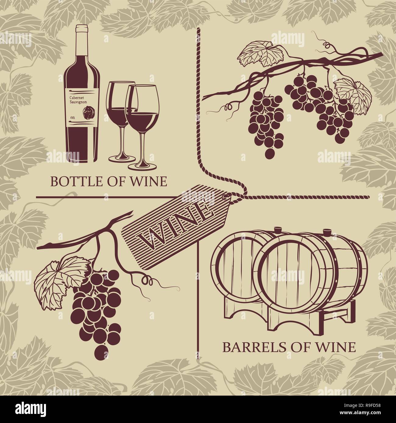 Feuille feuilles vigne rouge vigne Banque d'images vectorielles - Alamy