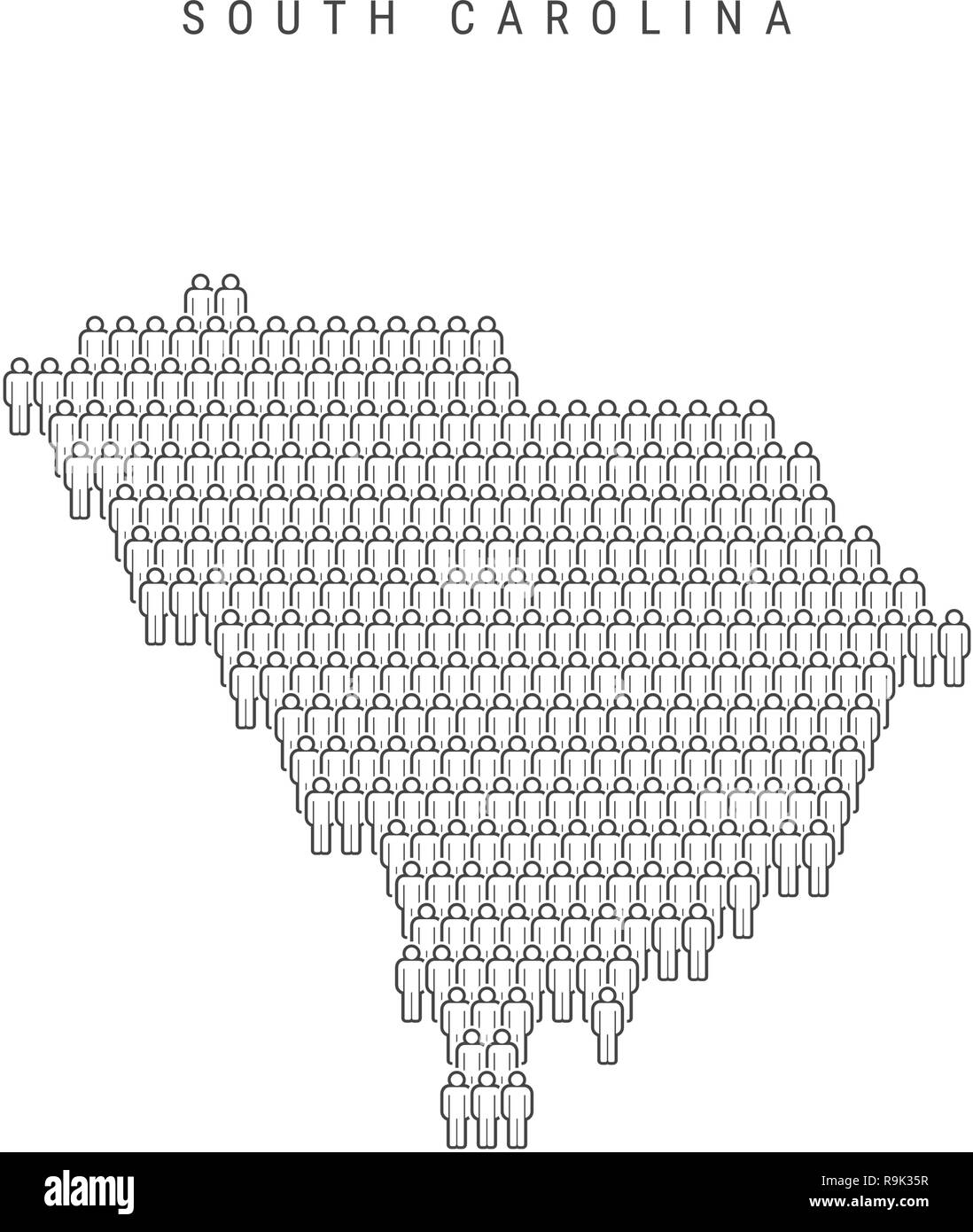 Les gens Vector Map de Caroline du Sud, État américain. Silhouette ...