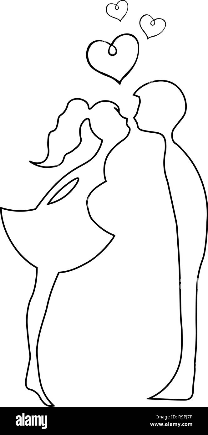 Silhouettes De Contour De Baisers Garçon Et Fille Kissing Couple De