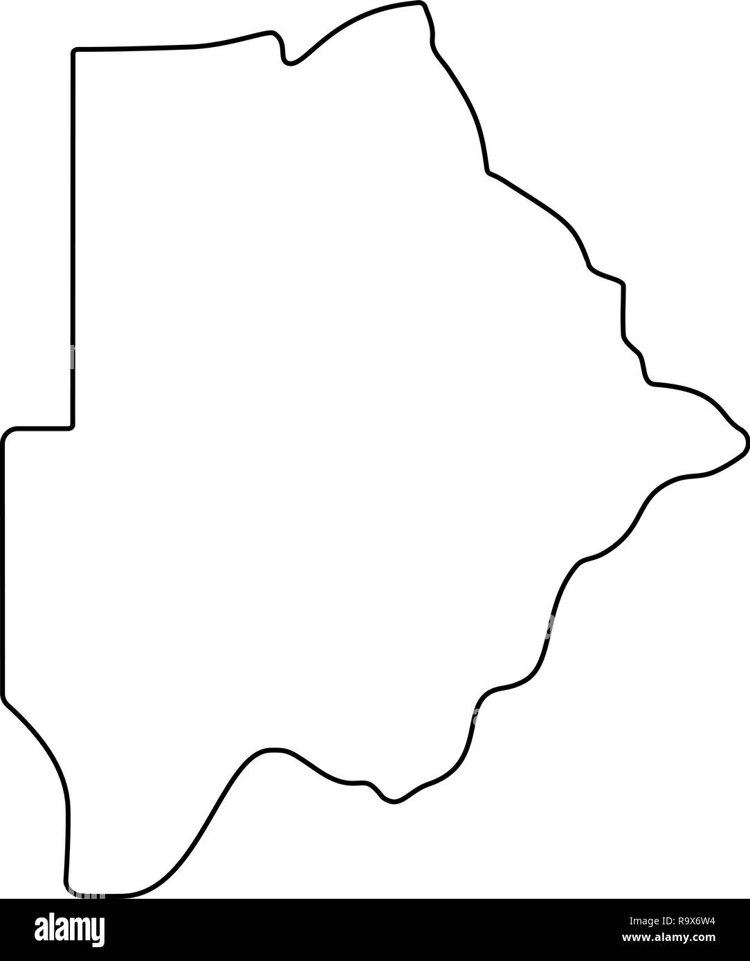 La carte du Botswana - contour. Silhouette de Botswana map vector ...