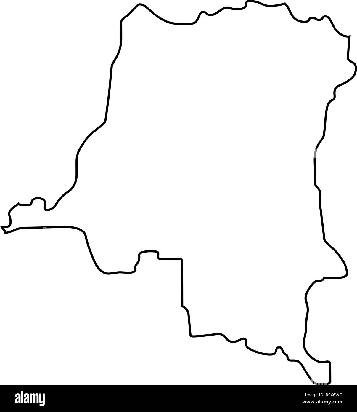 La carte de la République démocratique du Congo - contour. Silhouette ...