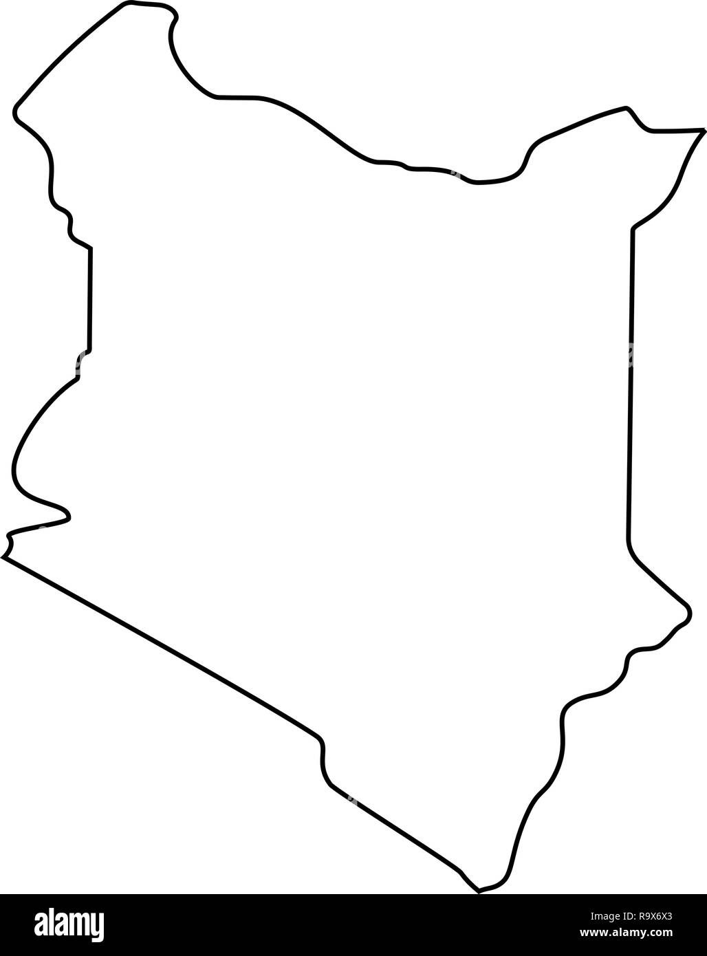 La carte du Kenya -contour. Silhouette de Kenya map vector illustration ...