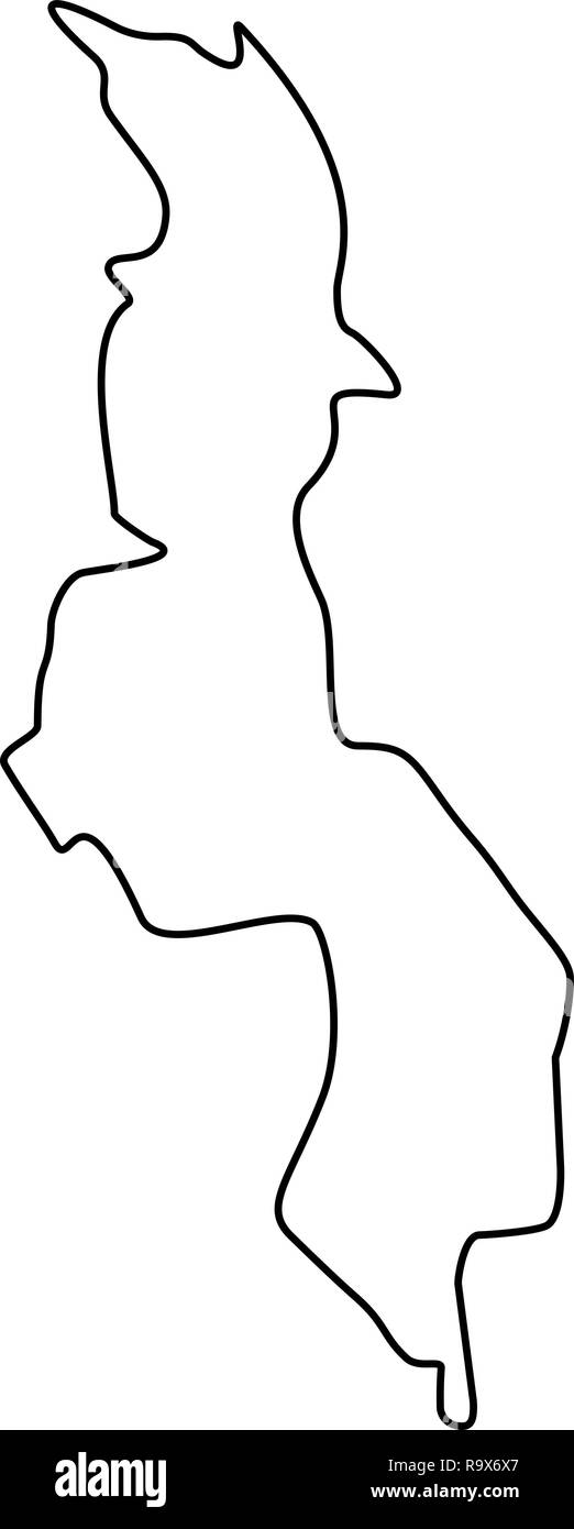 Carte de Malawi -contour. Silhouette de Malawi map vector illustration ...