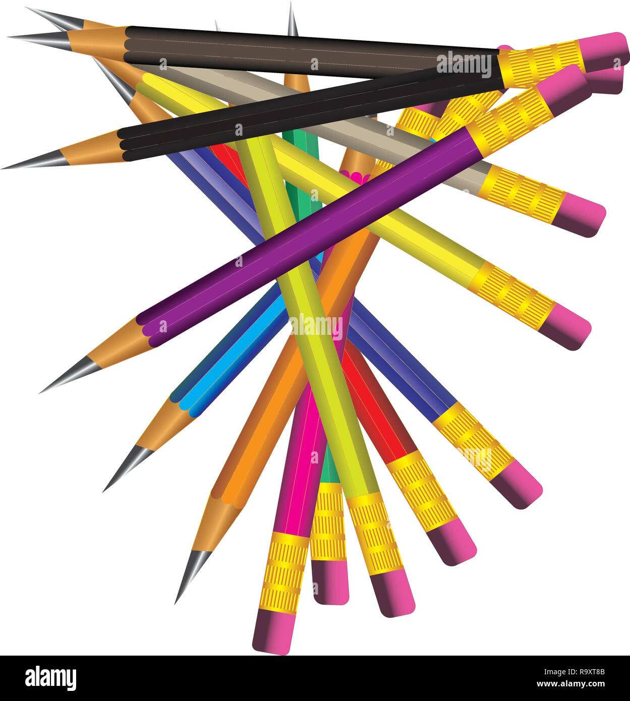 Vecteur d'entraîner avec la gomme crayon bien aiguisé sur fond blanc ...