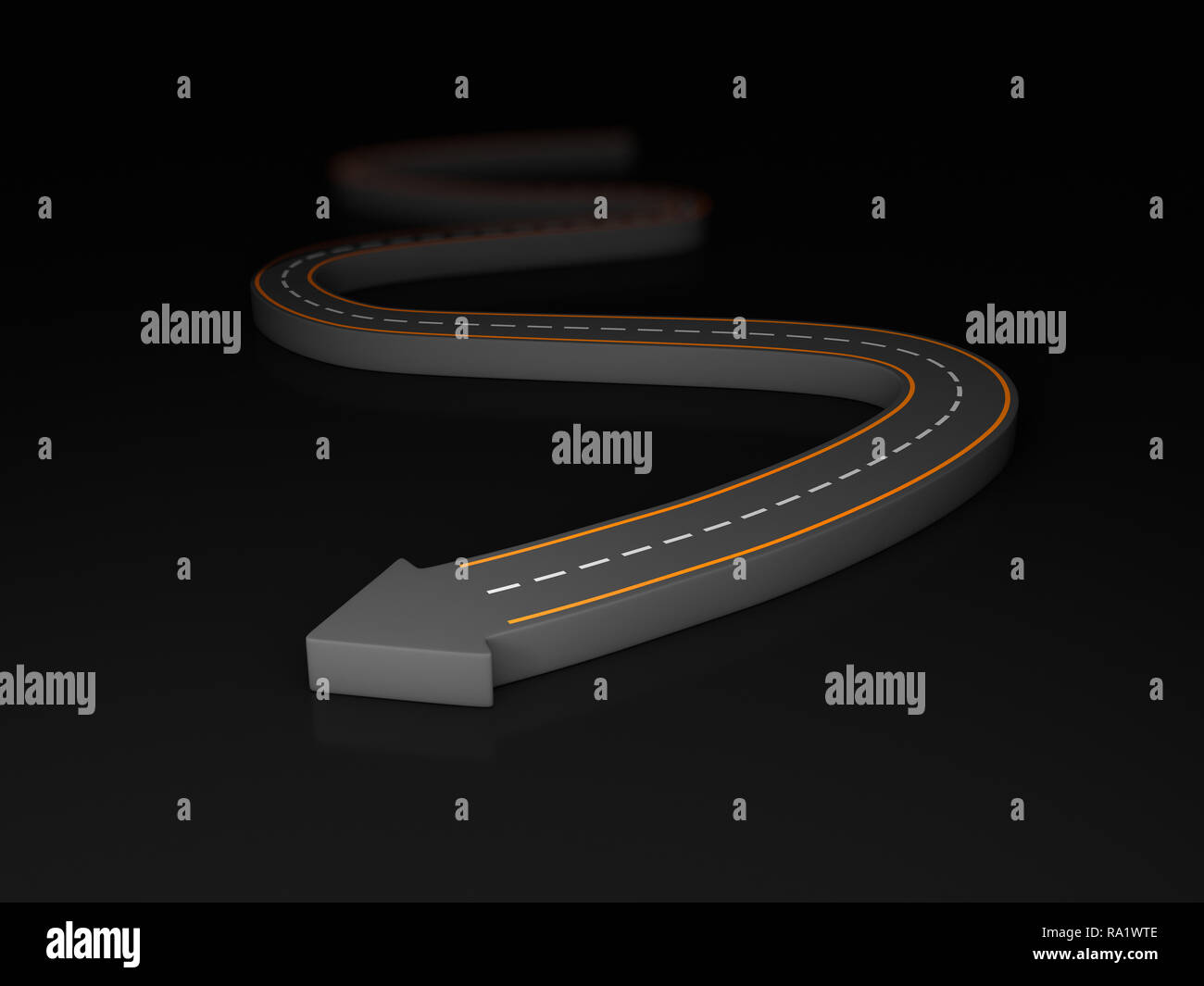 3d illustration asphalt road arrow Banque de photographies et d’images ...