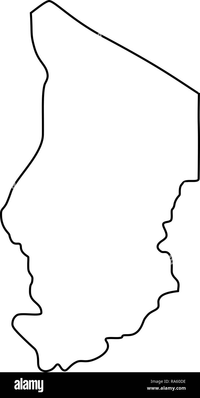 Carte de Tchad - contour. Silhouette de carte de Tchad vector ...
