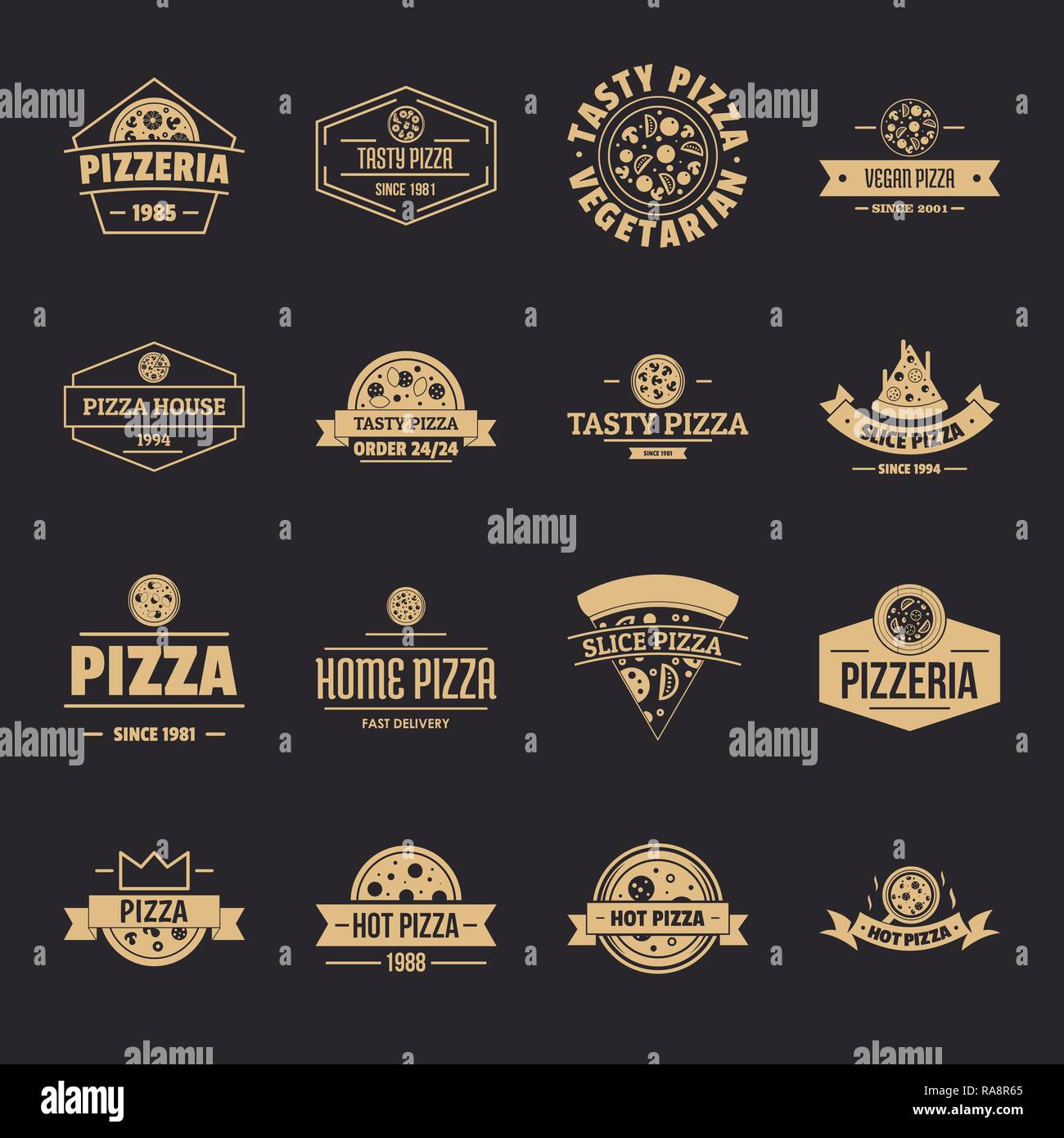 Logo Pizzeria icons set, le style simple Image Vectorielle Stock - Alamy