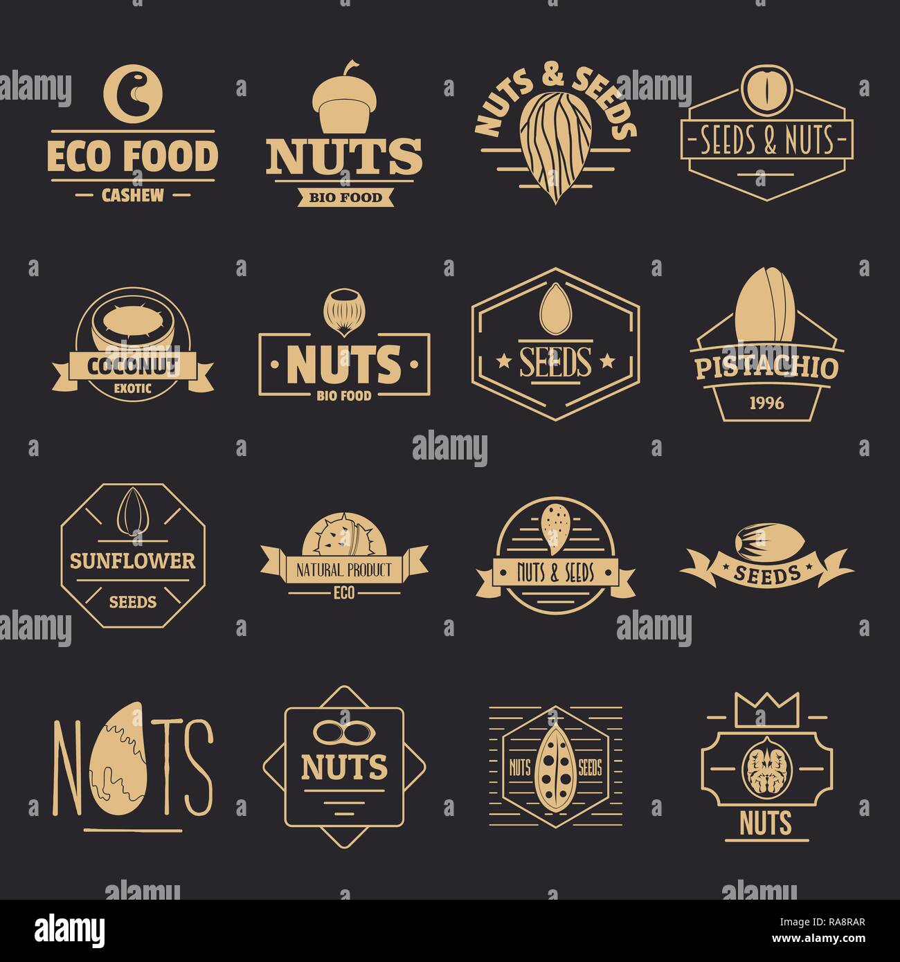 Logo graines noix icons set, le style simple Image Vectorielle Stock ...