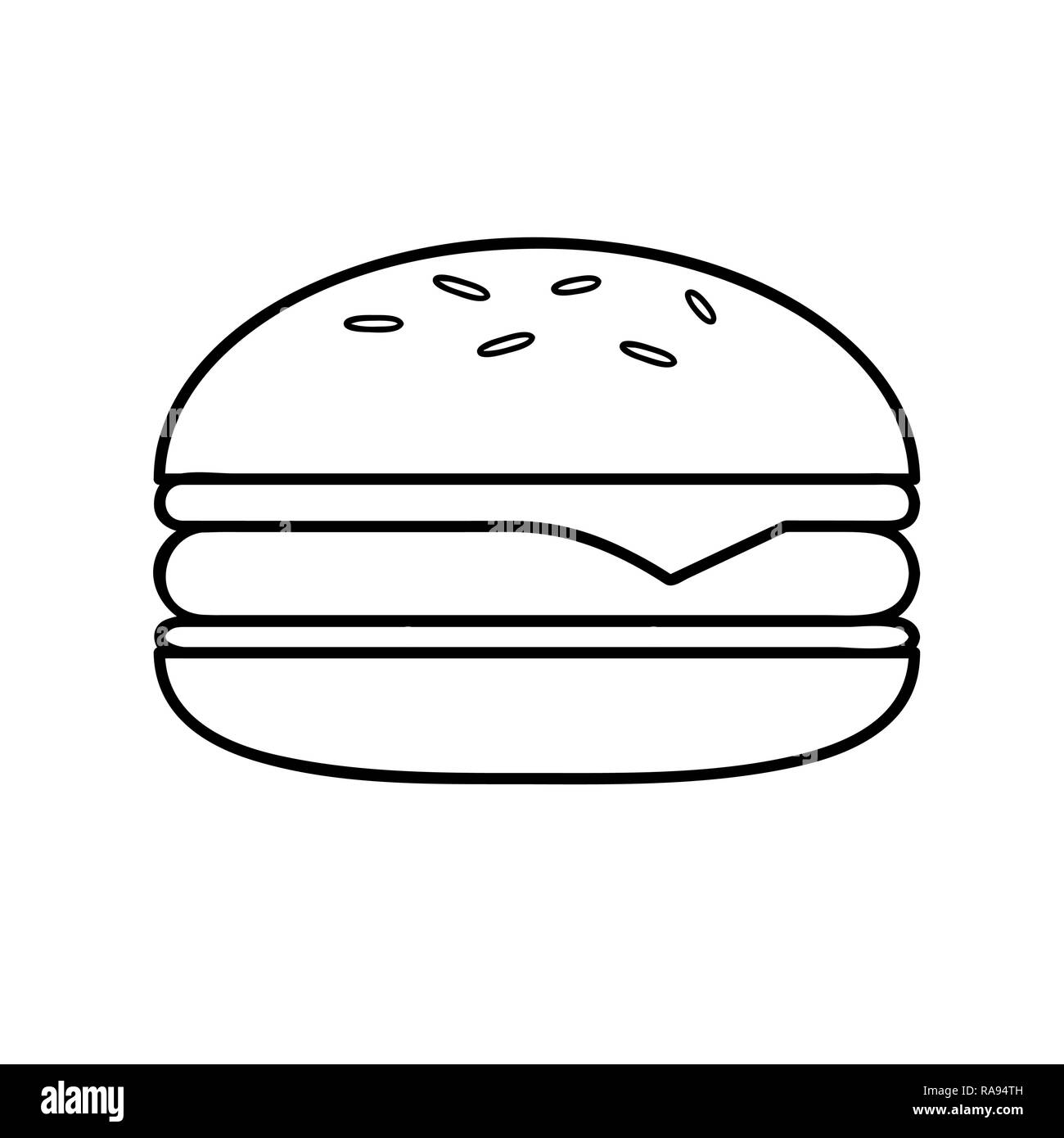 Fast food burger icône contour simple pictogramme vector illustration ...