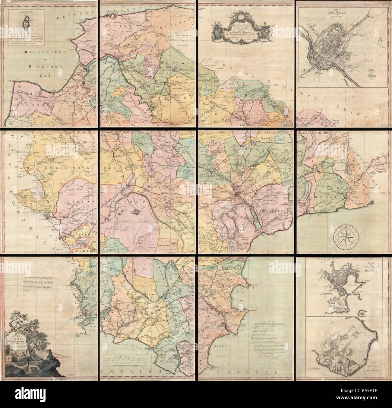 Benjamin donn carte murale de devonshire et exeter Banque de ...