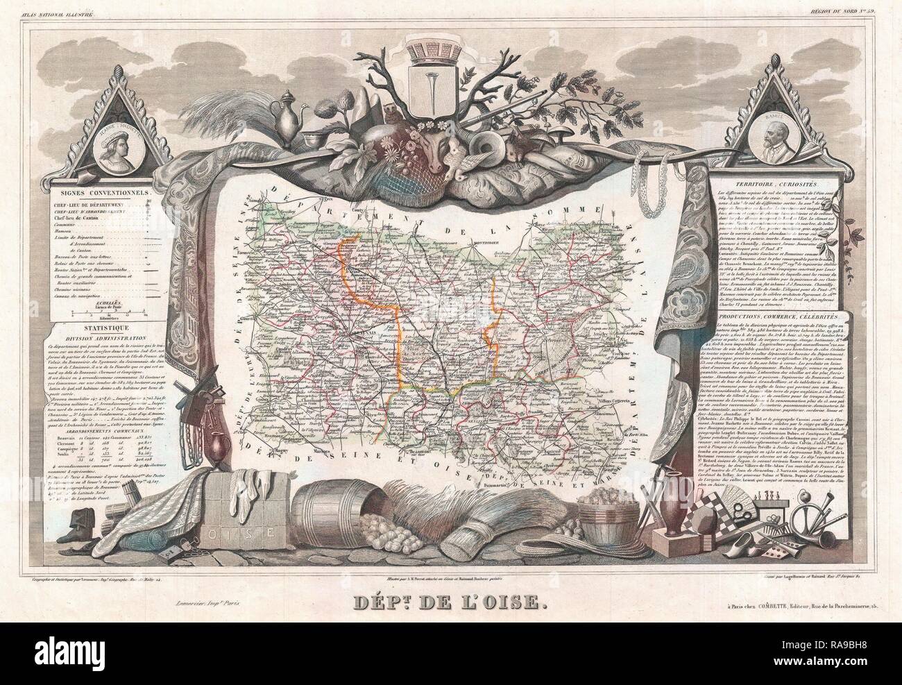 Carte levasseur du departement de loise Banque de photographies et d ...