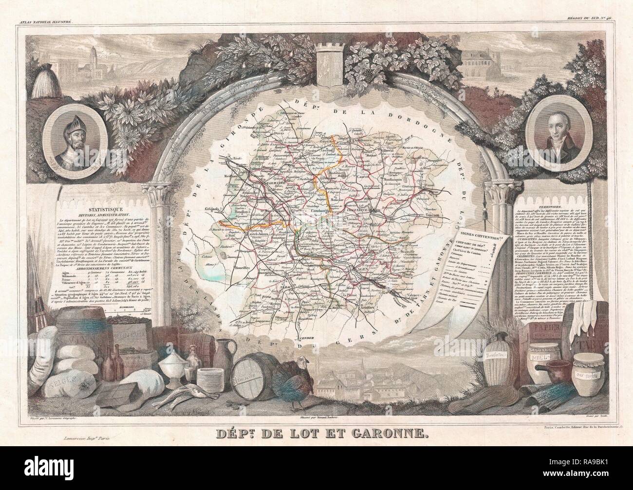 Carte levasseur du departement de lot et Banque de photographies et d ...