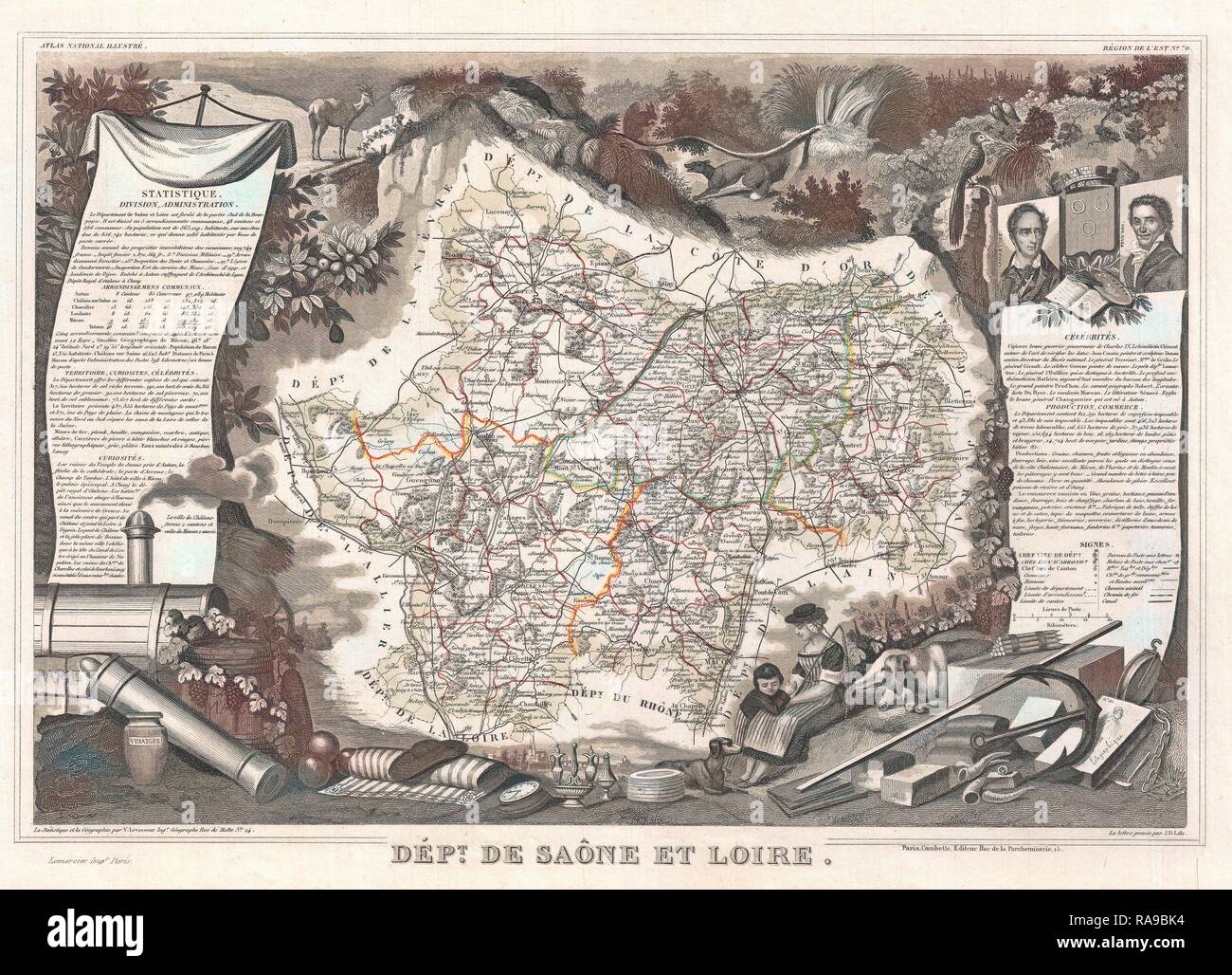 Carte levasseur du departement de saone et Banque de photographies et d ...