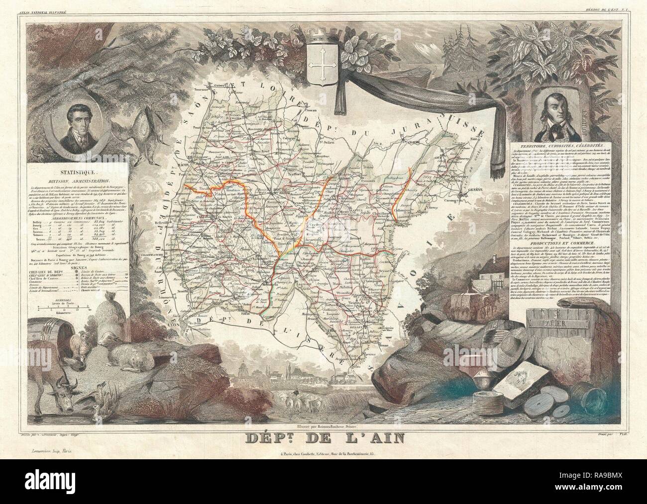 Carte levasseur du departement Banque de photographies et d’images à ...