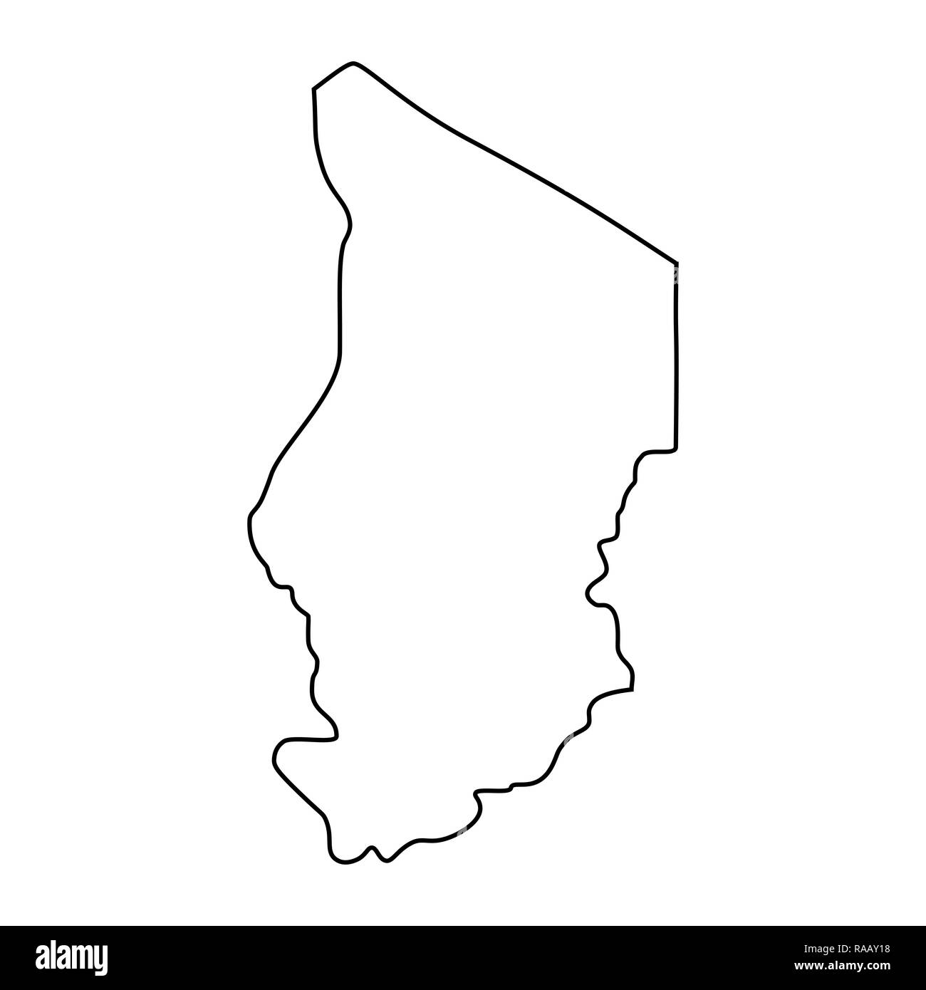 Carte de Tchad - contour. Silhouette de carte de Tchad illustration ...