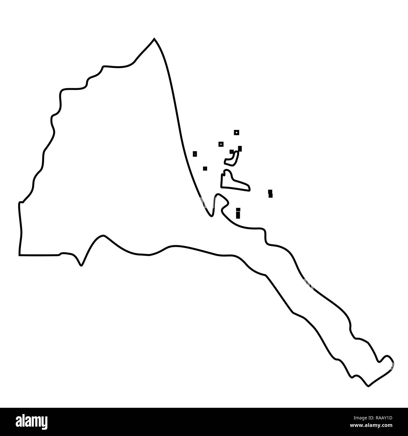 La carte de l'Érythrée - contour. Silhouette de la carte de l'Érythrée ...