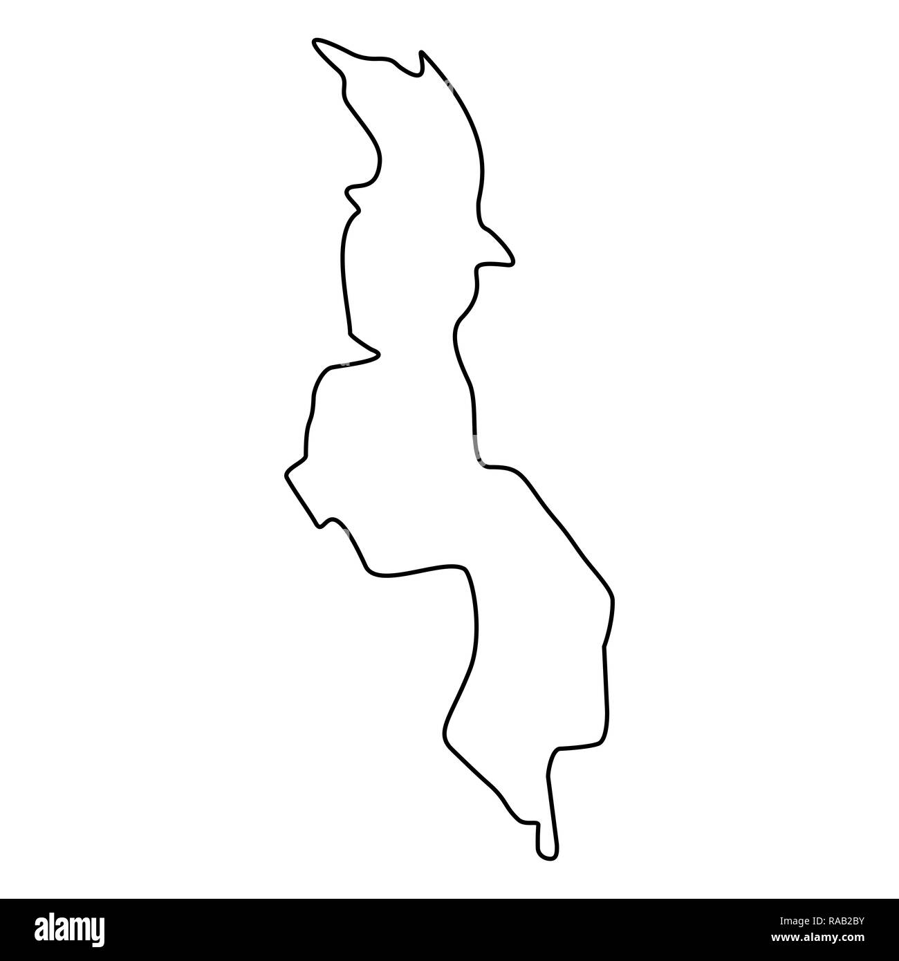 Carte de Malawi -contour. Silhouette de Malawi map illustration Photo ...