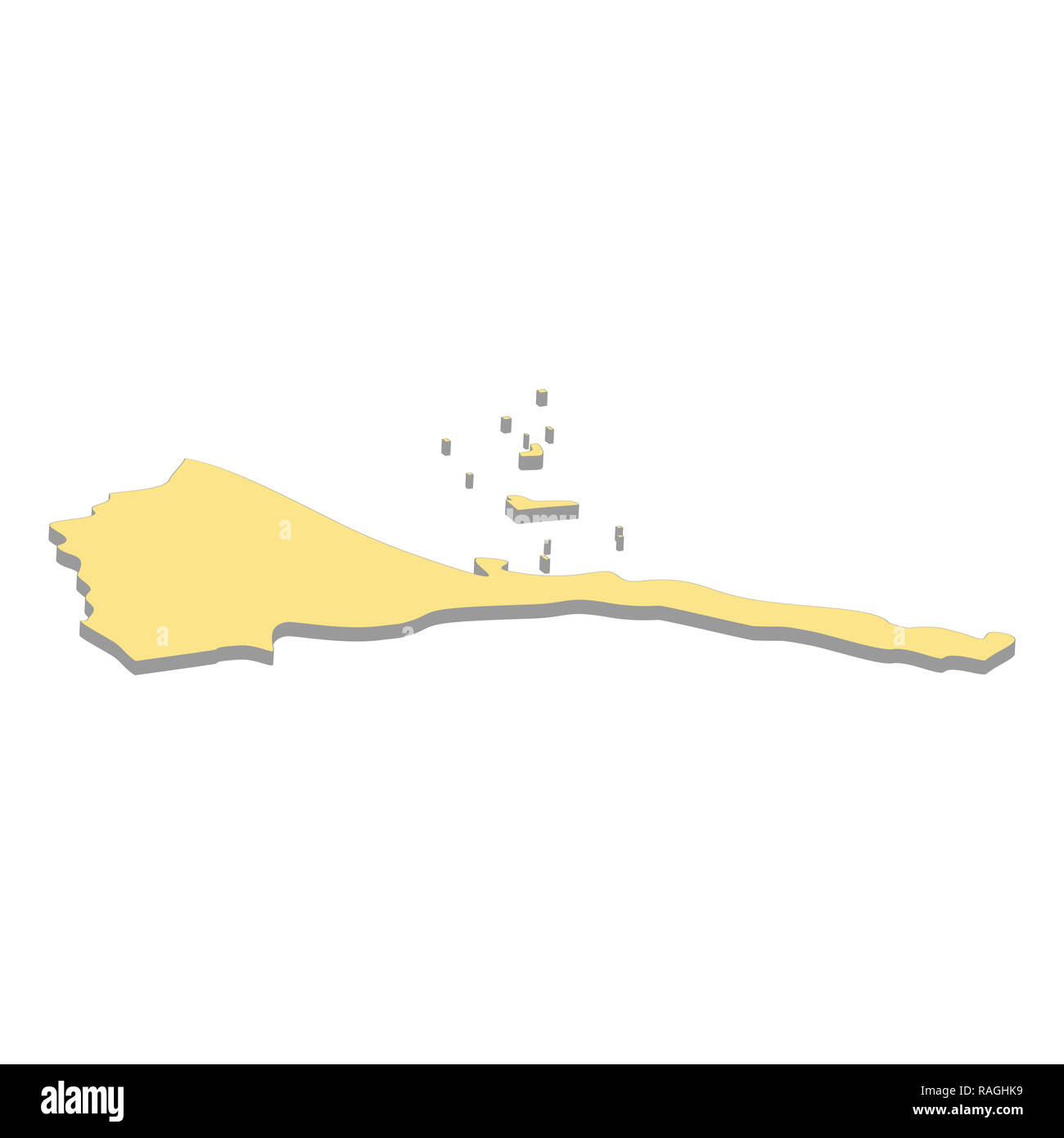 3d de la carte de l'Érythrée. Silhouette de la carte de l'Érythrée ...