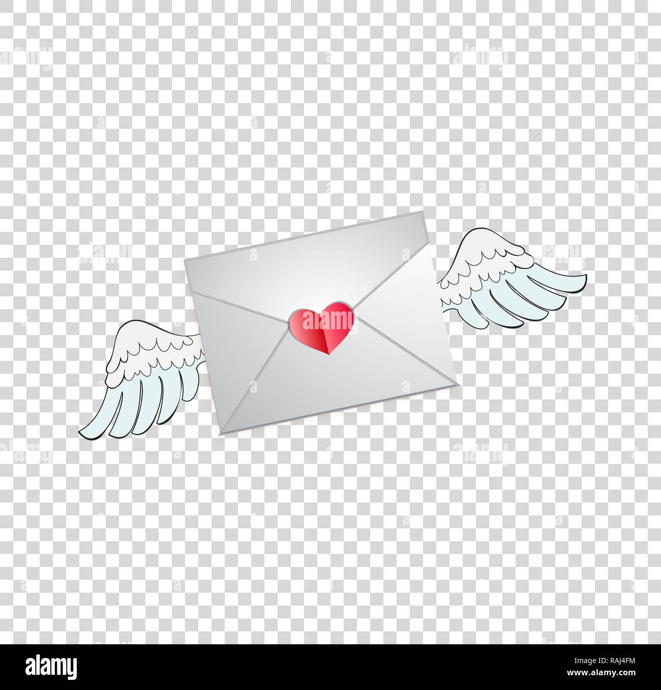 Illustration De Lenveloppe Avec Timbre Coeur Et Ailes Dange Blanc