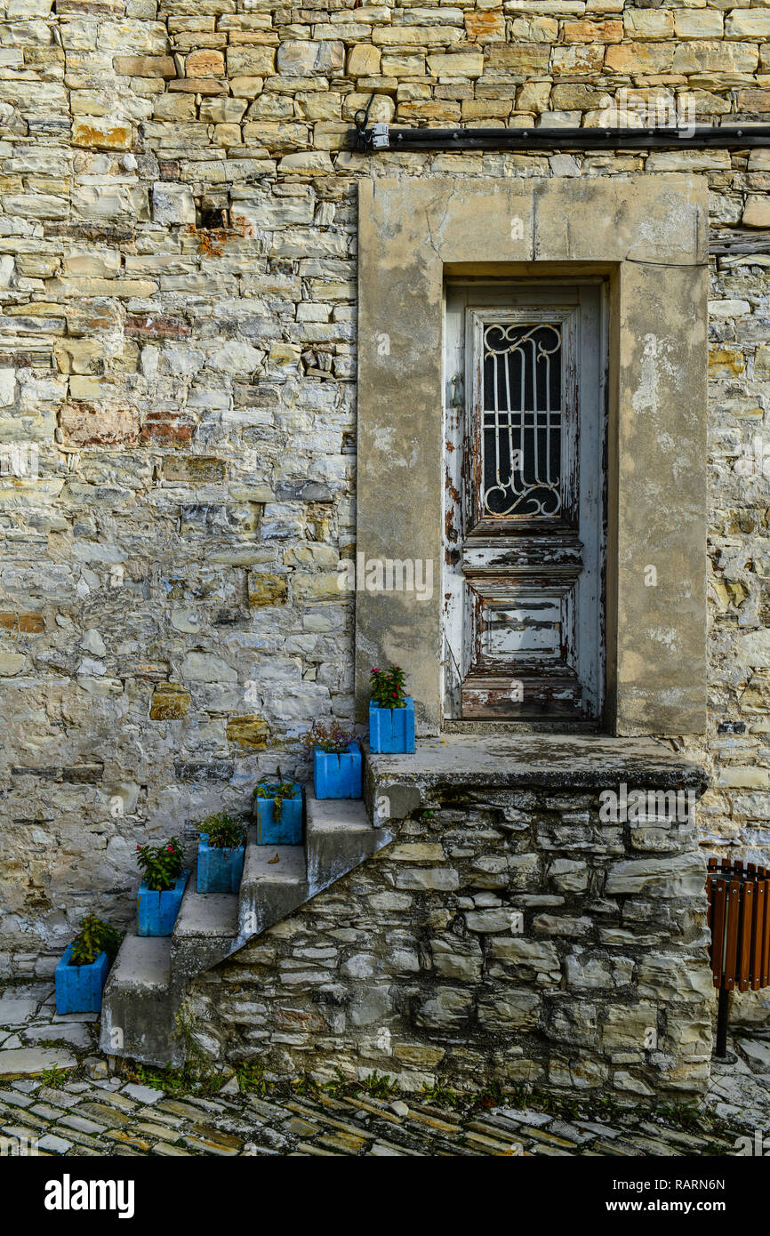 Maison en pierre, mountain village de Pano Lefkara, république de ...