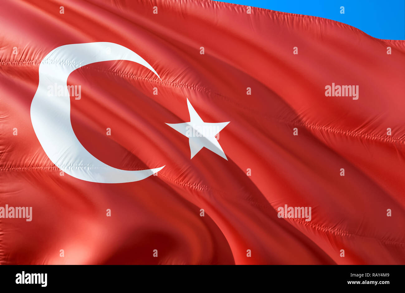 Drapeau de la Turquie. Waving Flag 3D design. Le symbole national de la ...