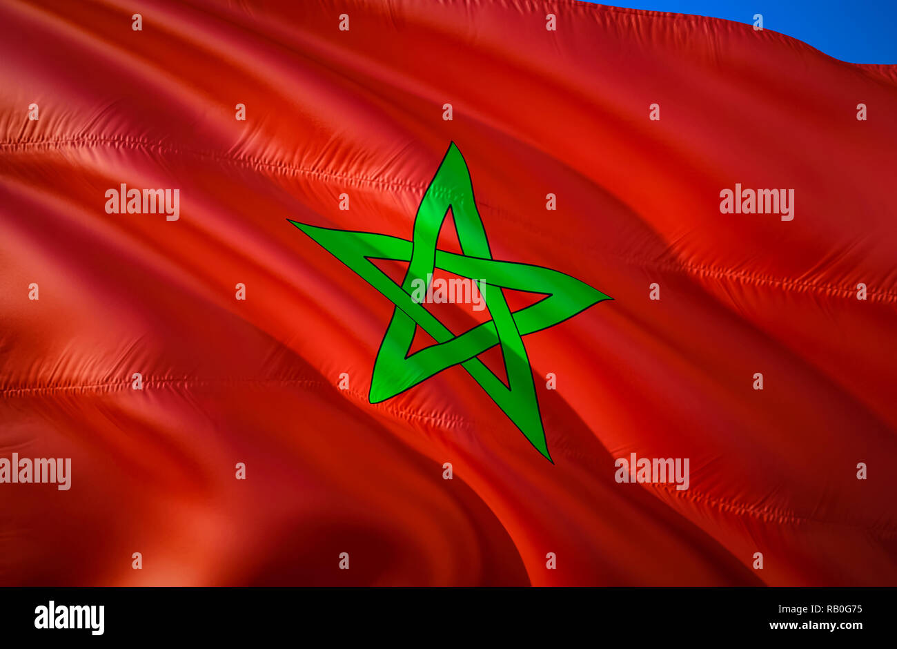 Drapeau du Maroc. Waving Flag 3D design. Le symbole national du Maroc ...