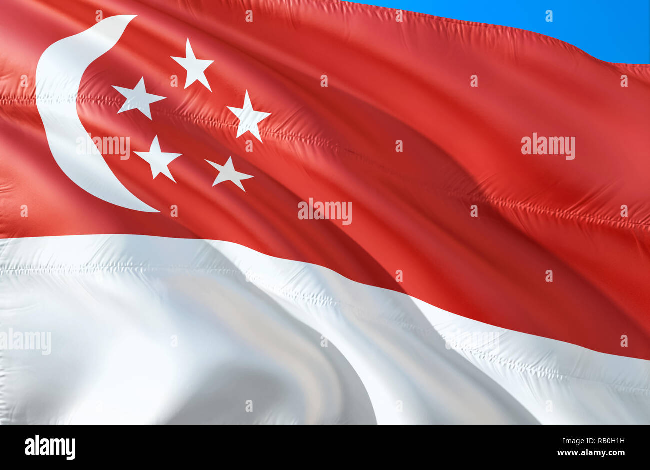 Drapeau de Singapour. Waving Flag 3D design. Le symbole national de ...