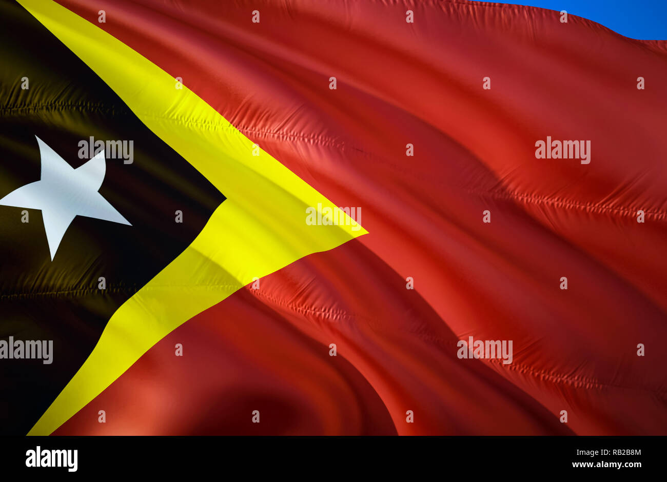 Drapeau du Timor oriental. Waving Flag 3D design. Le symbole national ...