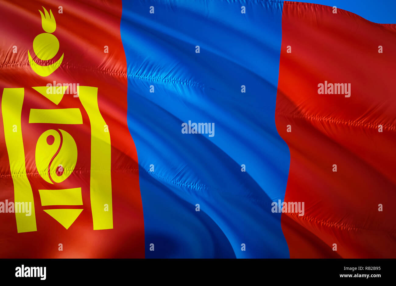 Drapeau de la Mongolie. Waving Flag 3D design. Le symbole national de ...