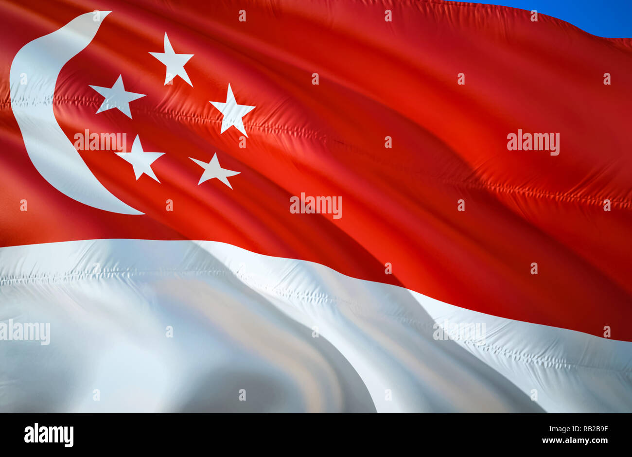 Drapeau de Singapour. Waving Flag 3D design. Le symbole national de ...