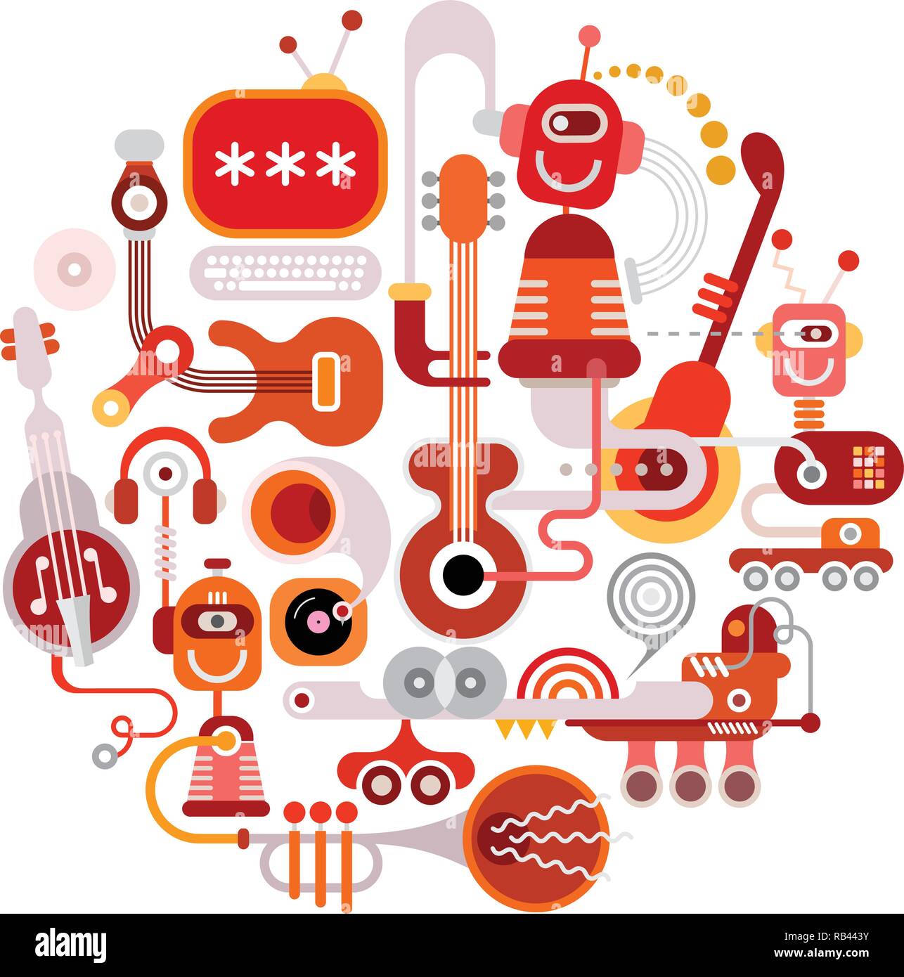 Studio d'enregistrement futuriste vector illustration. Forme ronde art ...