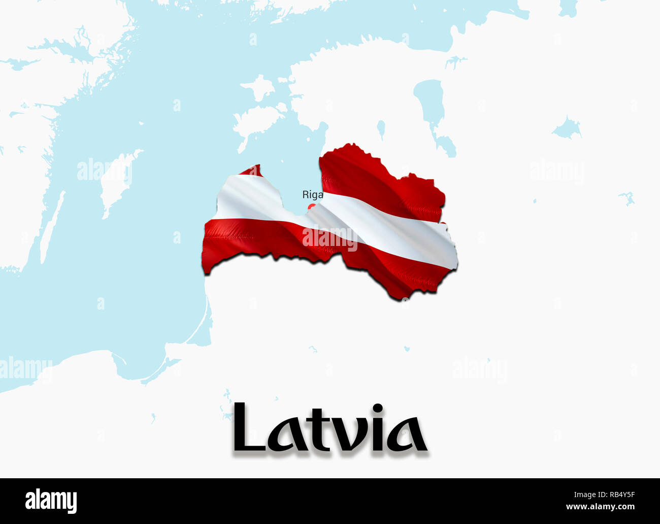 Carte Drapeau de la Lettonie. La Lettonie de rendu 3D la carte et ...