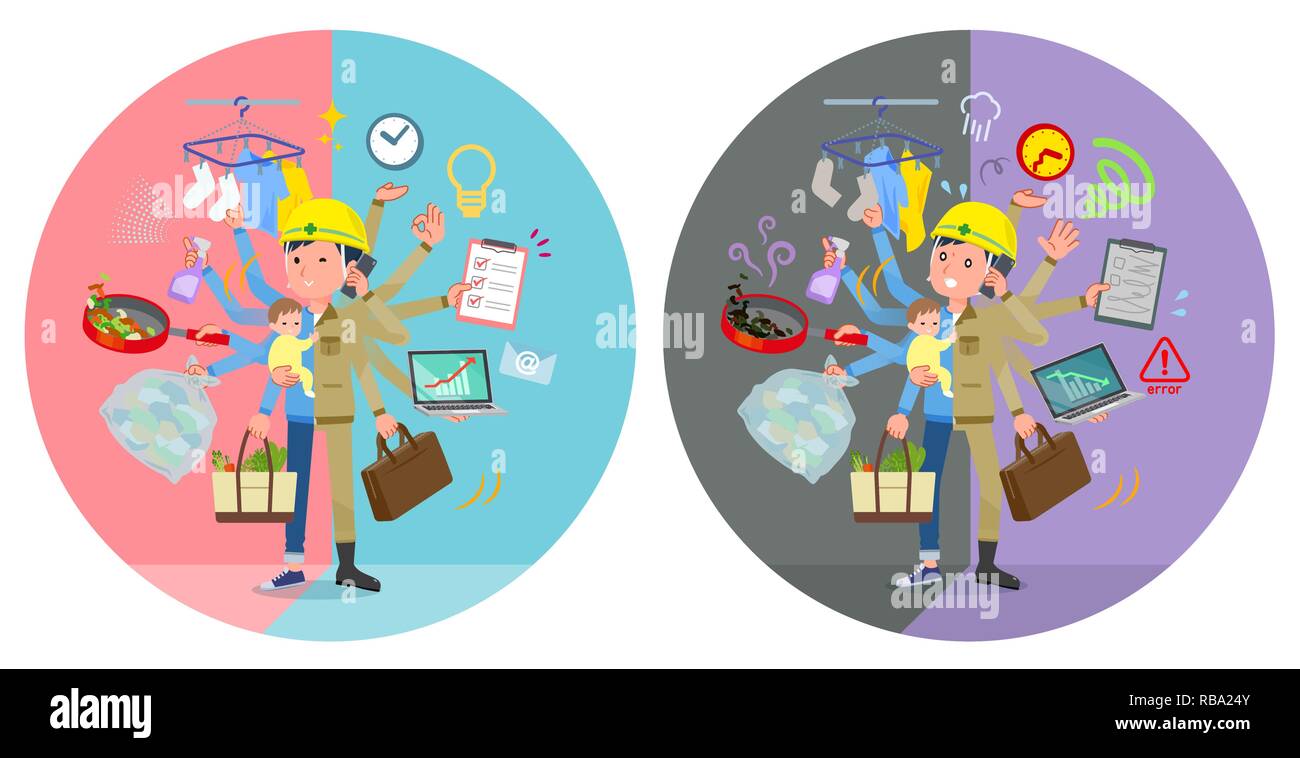 Un ensemble de travailleurs qui effectuent des tâches multiples dans ...