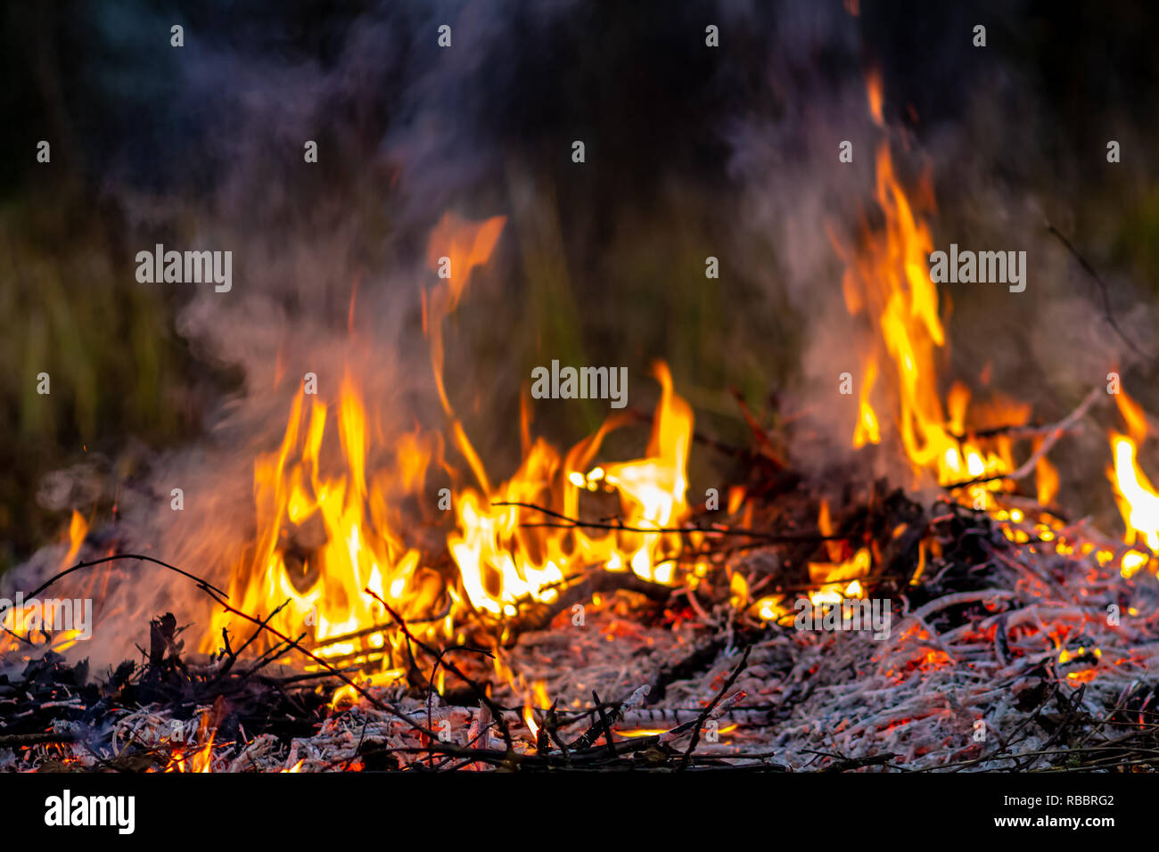 Feux de forêt dans la nuit toute la zone couverte par les flammes et ...