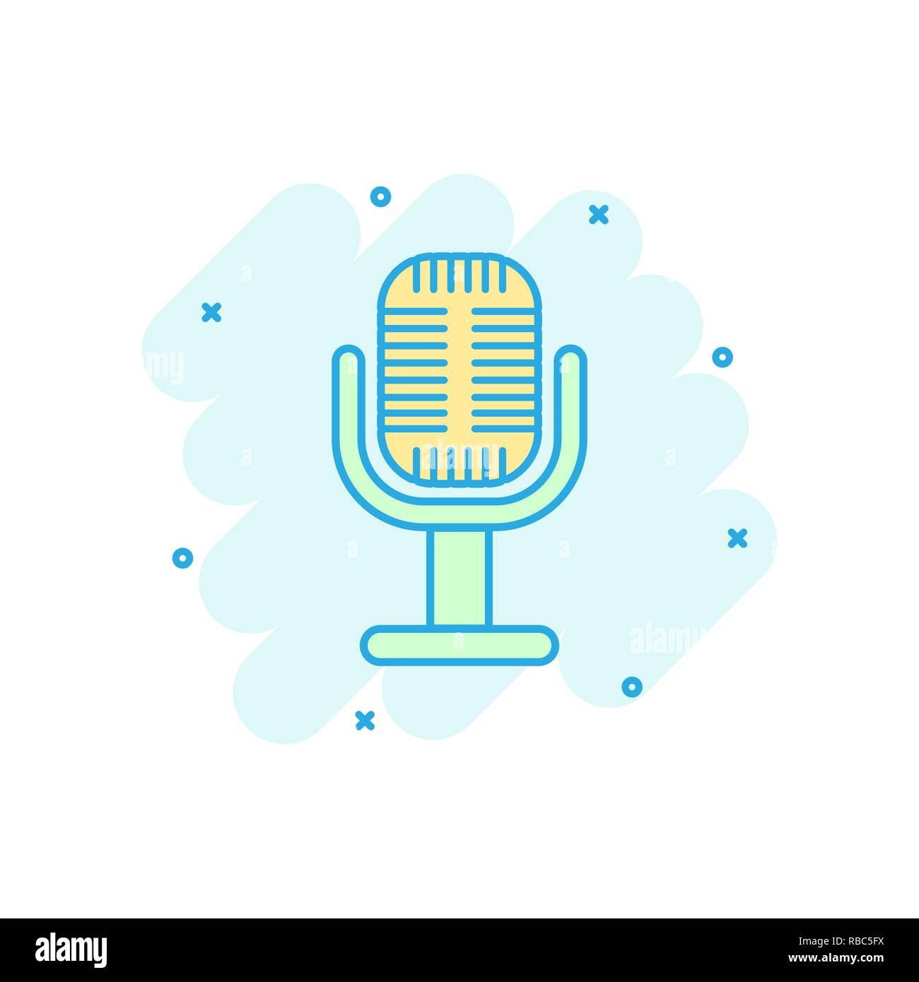 L'icône de microphone dans le style comique. Vecteur de diffusion micro ...