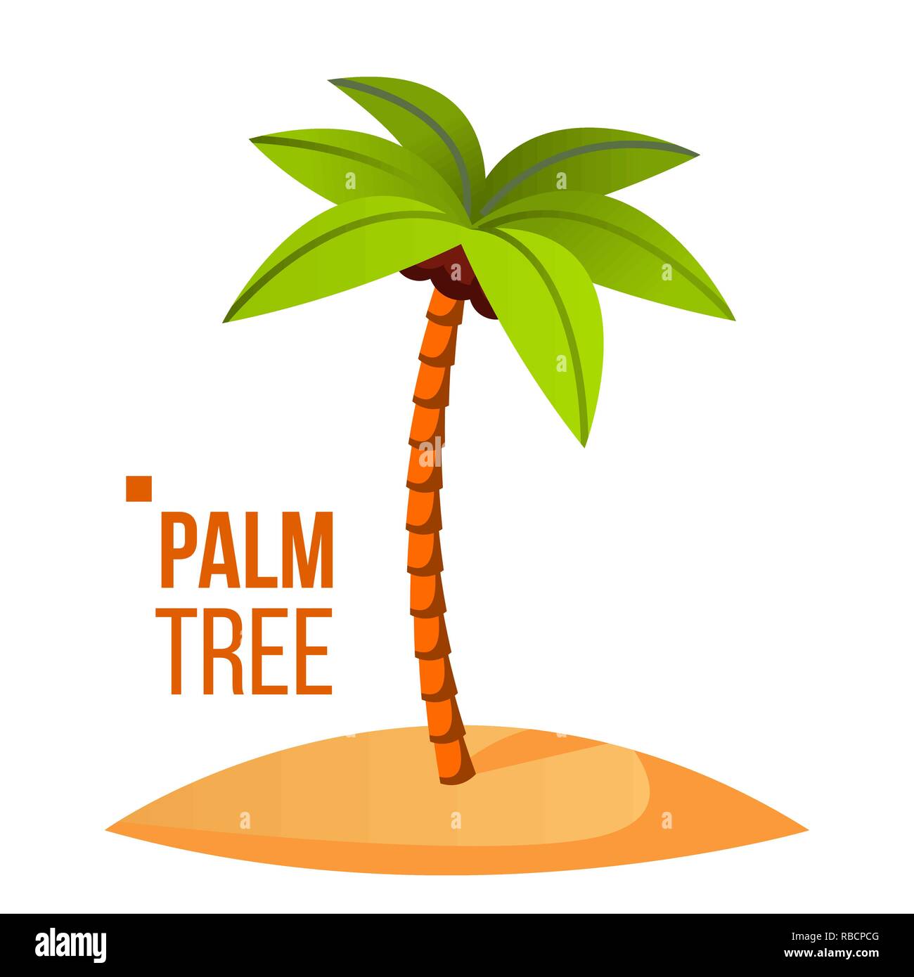 Palmier vecteur. Feuille verte. La plage de sable tropicale. Télévision ...